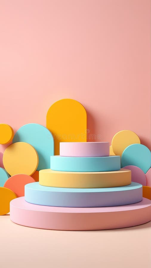 Colorful Pastel Geometric Shapes on Display in Modern Art Design Stock ...