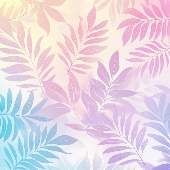 Colorful Pastel Leaf Pattern Background with Soft Gradient for Modern ...
