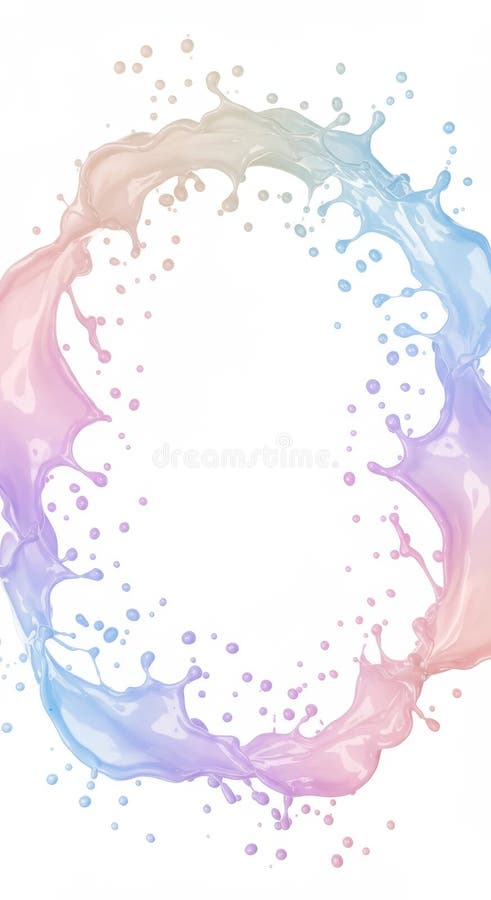 Colorful Pastel Liquid Splash in Motion Creating Vivid Circular Frame ...