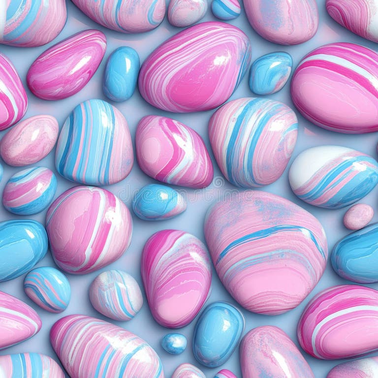 Colorful Pastel Marbled Stones on Light Background Displaying Harmony ...