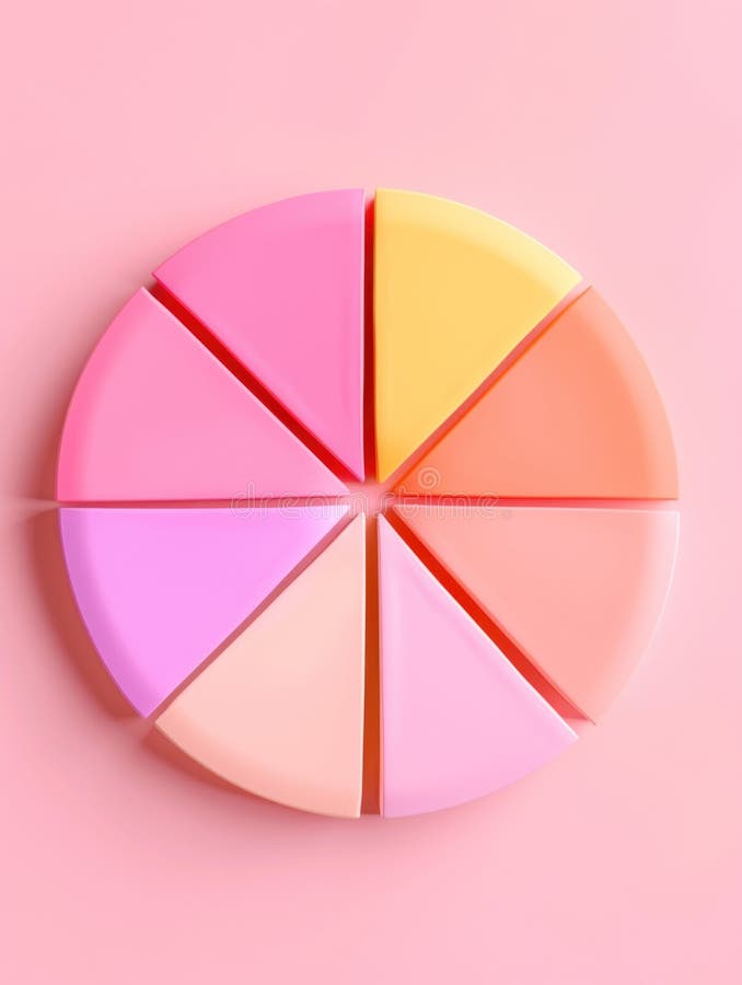 Colorful Pastel Pie Chart on Pink Background for Creative Design Stock ...