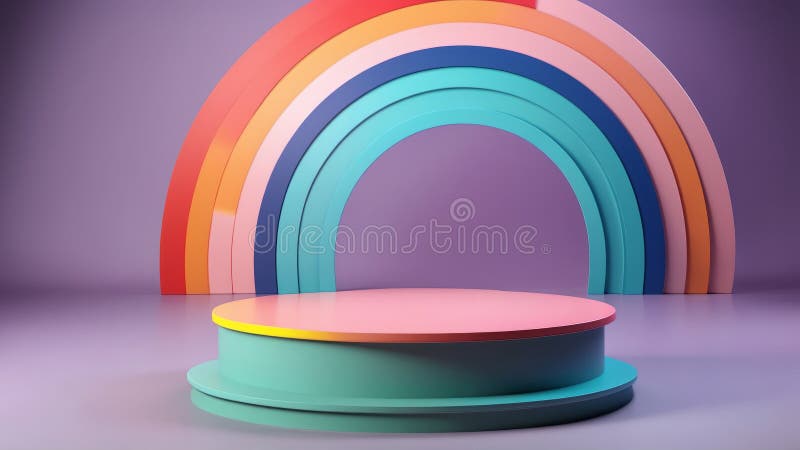 Colorful Pastel Rainbow Display Platform for Creative Presentations ...