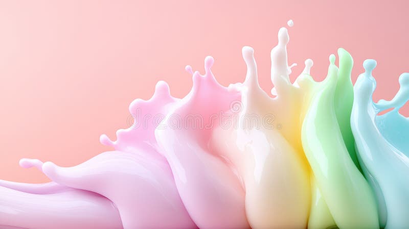 Colorful Pastel Splashes Create a Vibrant Wave Against a Soft Pink ...