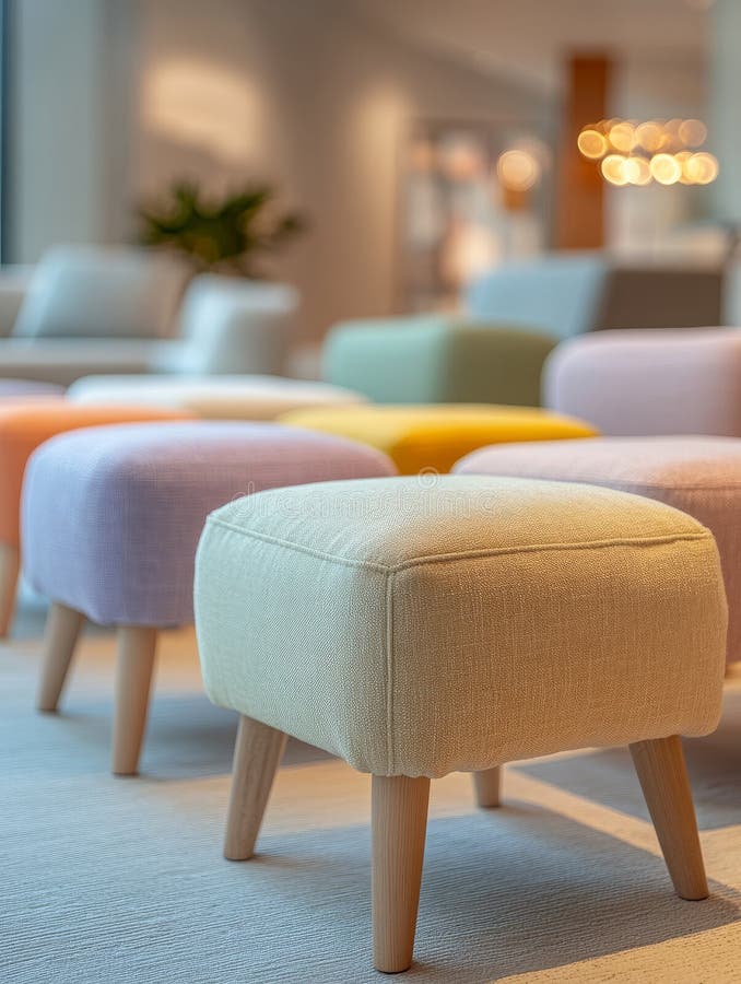 Colorful Pastel Stools in a Modern, Cozy Interior. Stock Photo - Image ...
