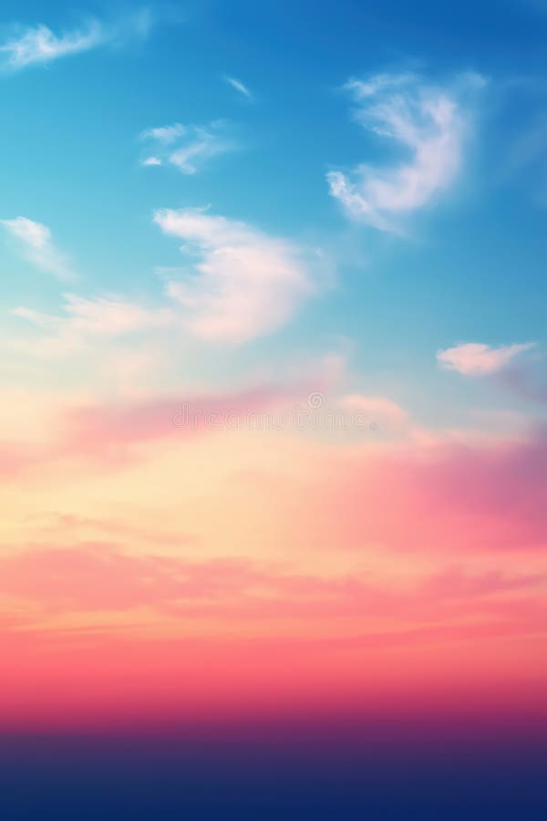 Colorful Pastel Sunset Sky with Fluffy Clouds Creating a Stunning ...