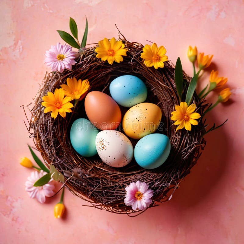 Colorful Pastel Themed Assortment of Easter Eggs, Bright Springtime ...