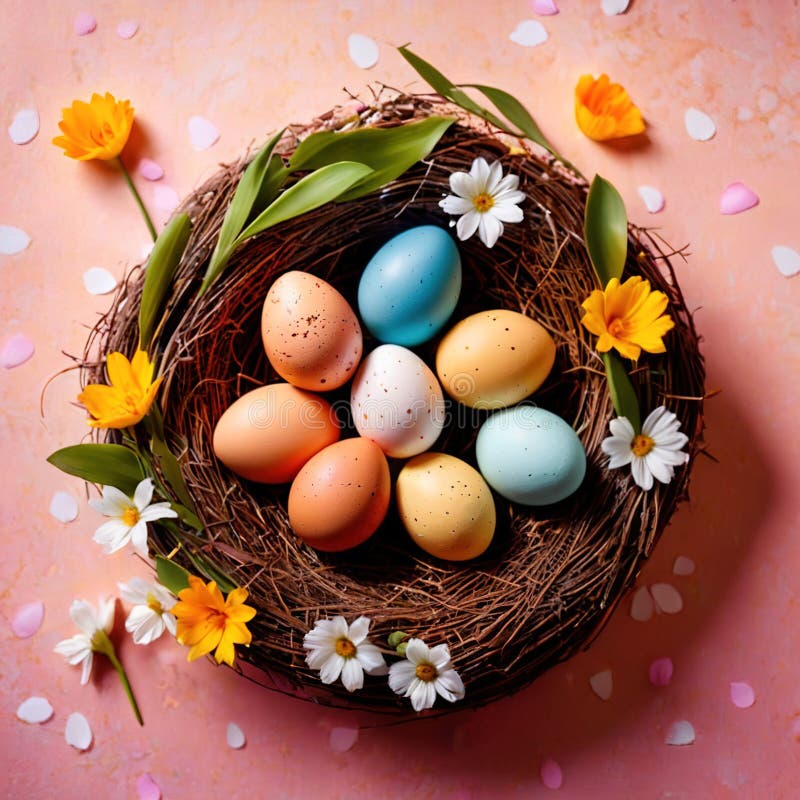 Colorful Pastel Themed Assortment of Easter Eggs, Bright Springtime ...