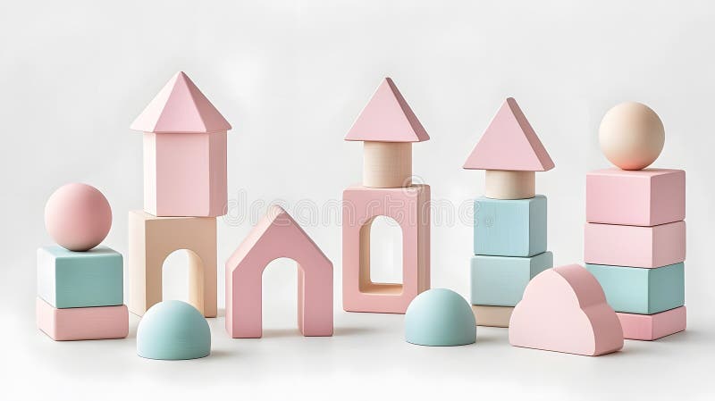 Colorful Pastel Wooden Blocks for Creative Play Stock Illustration ...