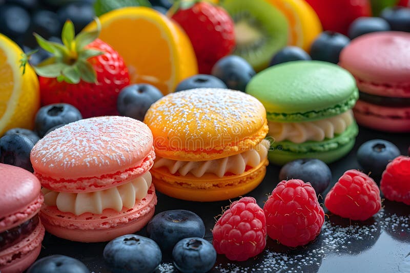 Colorful Pastries Close Up on Table Stock Illustration - Illustration ...