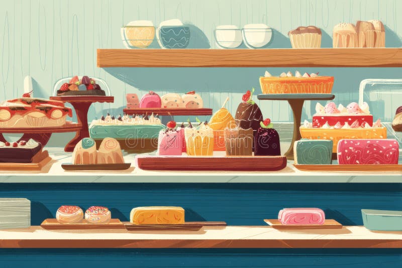 Colorful Pastries Displayed at a Creative Bakery Counter Inviting ...