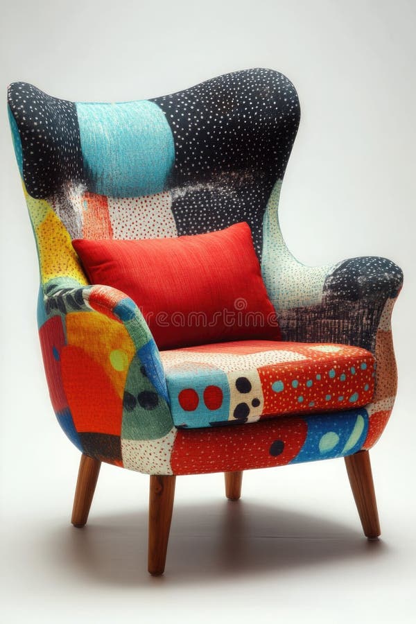 Colorful Patchwork Chair stock image. Image of modern - 362076503