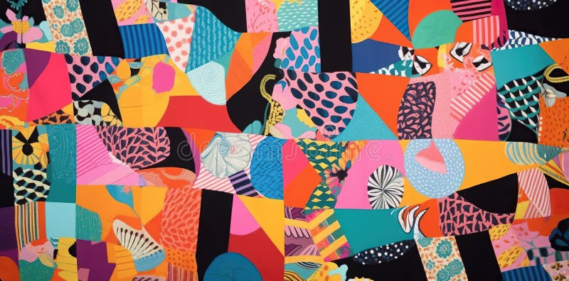The Colorful Patchwork Fabric is a Playful Pattern, Concept of Textile ...