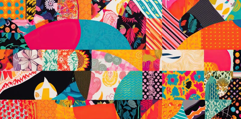 The Colorful Patchwork Fabric is a Playful Pattern, Concept of Textile ...