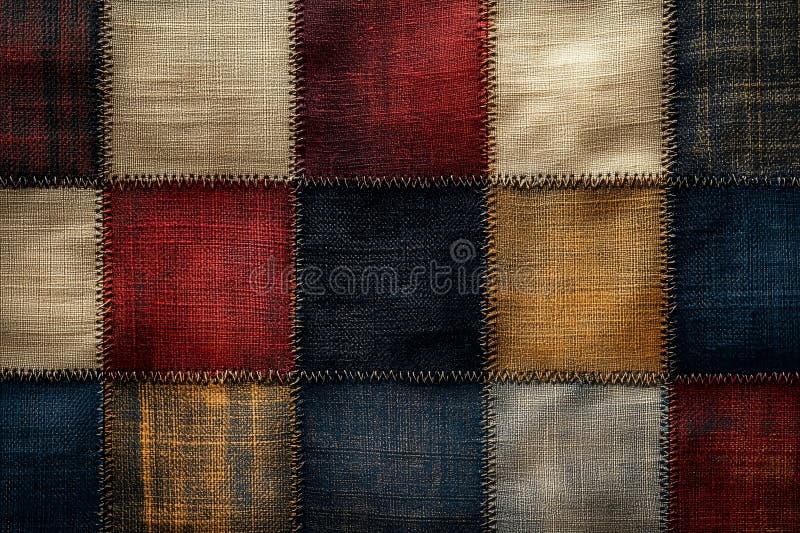 Colorful Patchwork Fabric with Various Textures and Patterns Displayed ...