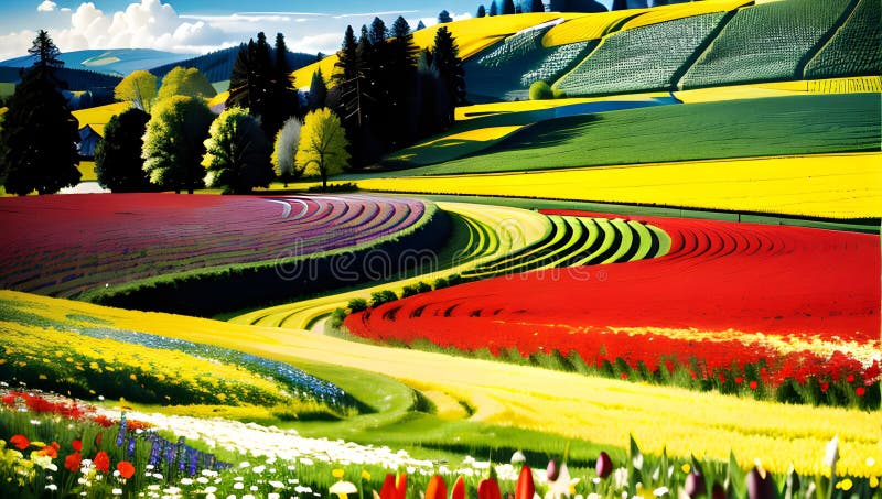 Colorful Patchwork of Farm Fields Stock Photo - Image of garden ...