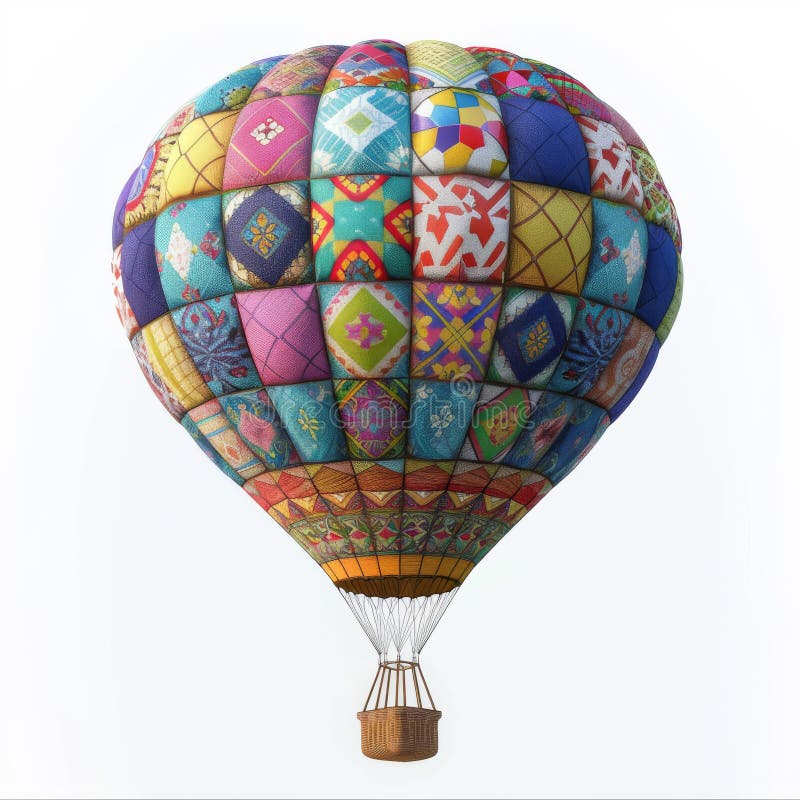 Colorful Patchwork Hot Air Balloon, Featuring Mosaic of Bright Colors ...