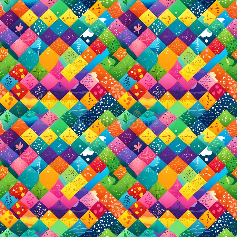 Colorful Patchwork Pattern Creating a Joyful and Vibrant Design for ...