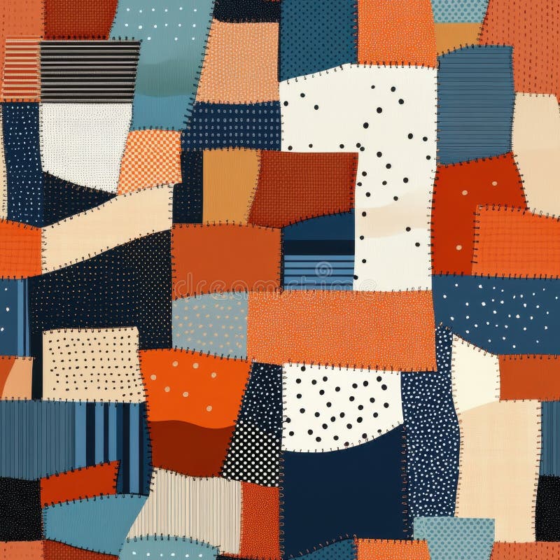 A Patchwork of Geometric Shapes and Patterns Form a Captivating Meadow Inviting the Viewer into ...