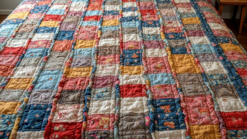 Colorful Patchwork Quilt Bed Vibrant Patterns Textures Stock Photos ...
