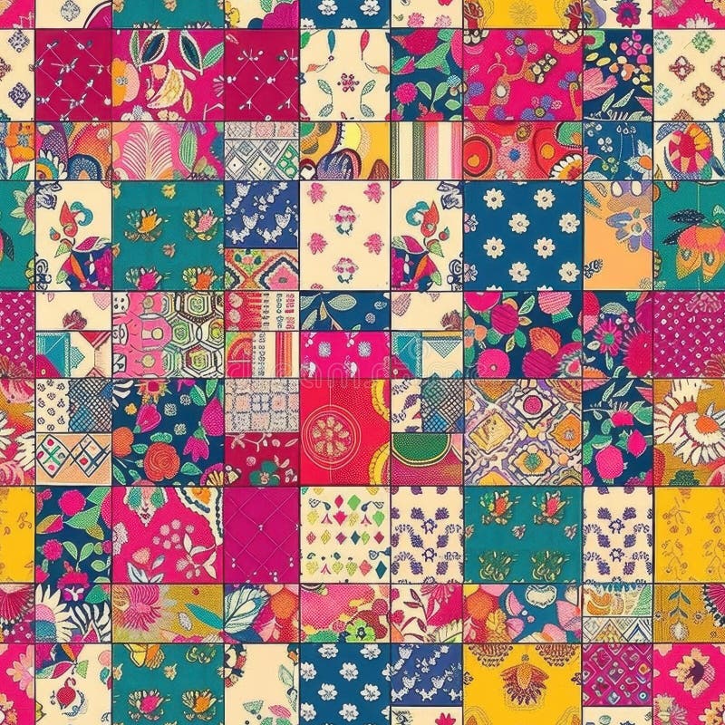 Colorful Patchwork Quilt Pattern Textile Diversity Stock Photo - Image ...