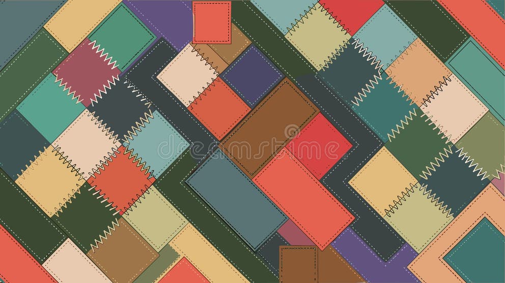 Colorful Patchwork Quilt with Various Leather Types and Stitching ...
