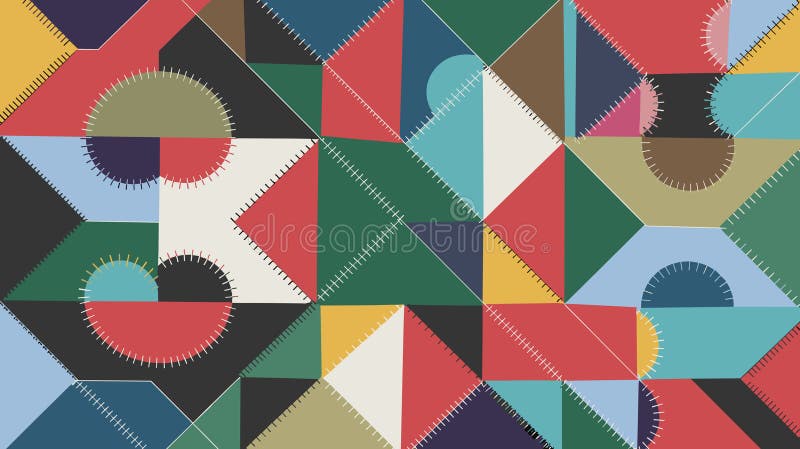 Colorful Patchwork Quilt with Various Leather Types and Stitching ...