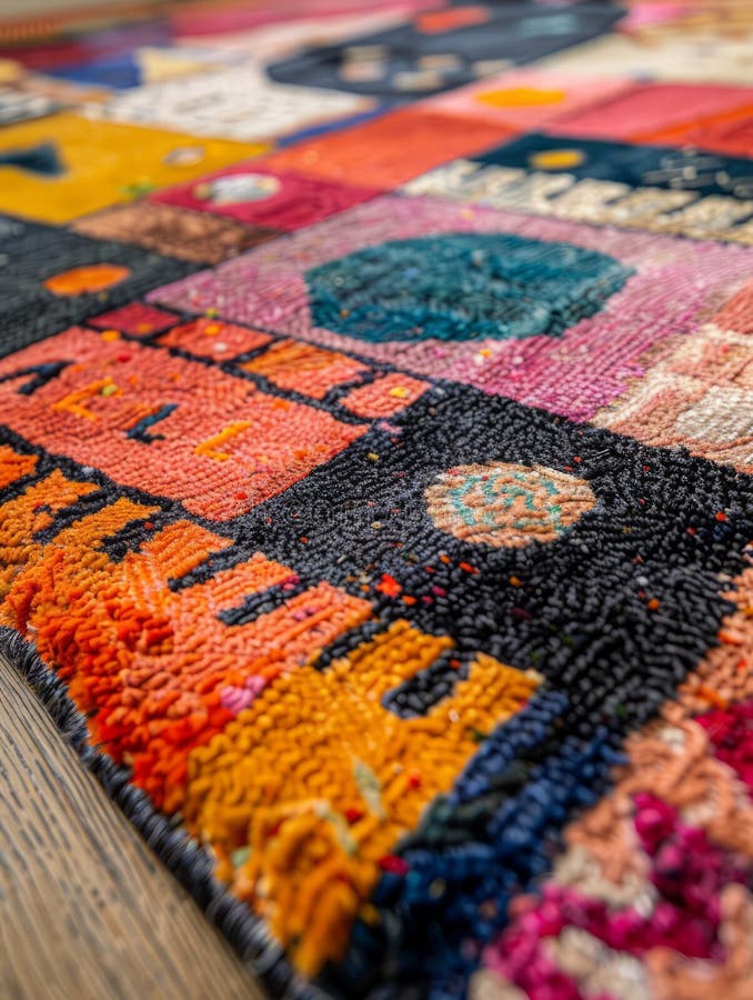 A Colorful Patchwork Quilt with Various Patterns and Textures. Stock ...