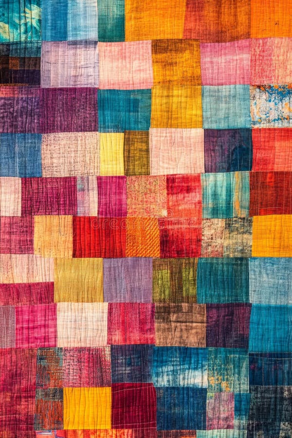 Colorful Patchwork Quilt with Vibrant Textures and Patterns in a ...