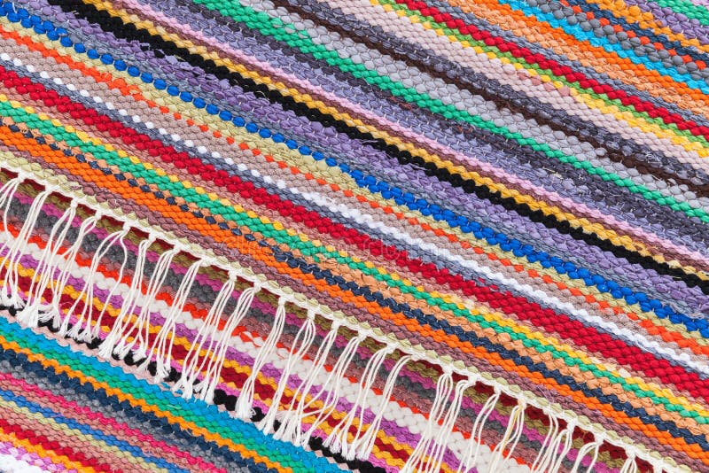 Colorful Patchwork Rug with Striped Pattern Stock Image - Image of ...