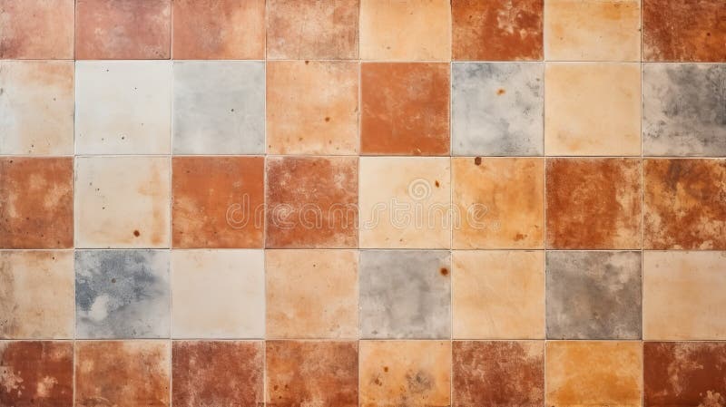 Colorful Patchwork: Rust Tile Wall Chequered Flat Background Kitchen ...