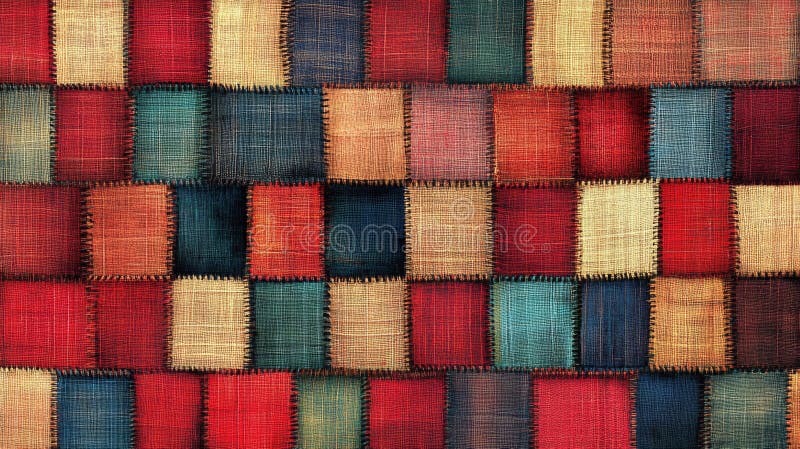 A Colorful Patchwork Textile Design of Varied Textures Stock ...