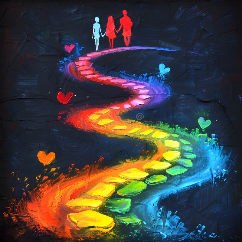 The colorful path of love stock illustration. Illustration of pink ...