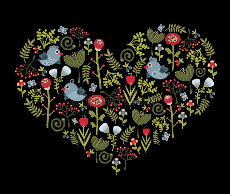 Heart Made from Traditional Hungarian Embroidery Pattern Stock Vector ...
