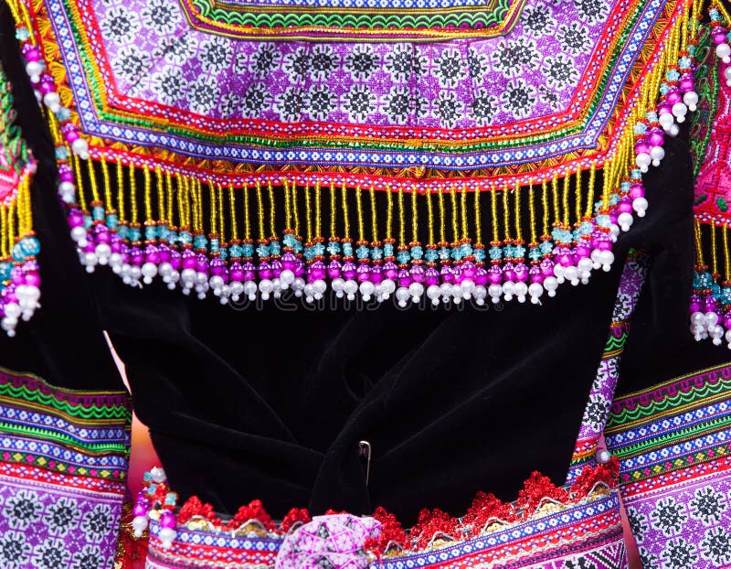 Colorful Pattern and Details Textile Costume of Asian Ethnic Stock ...