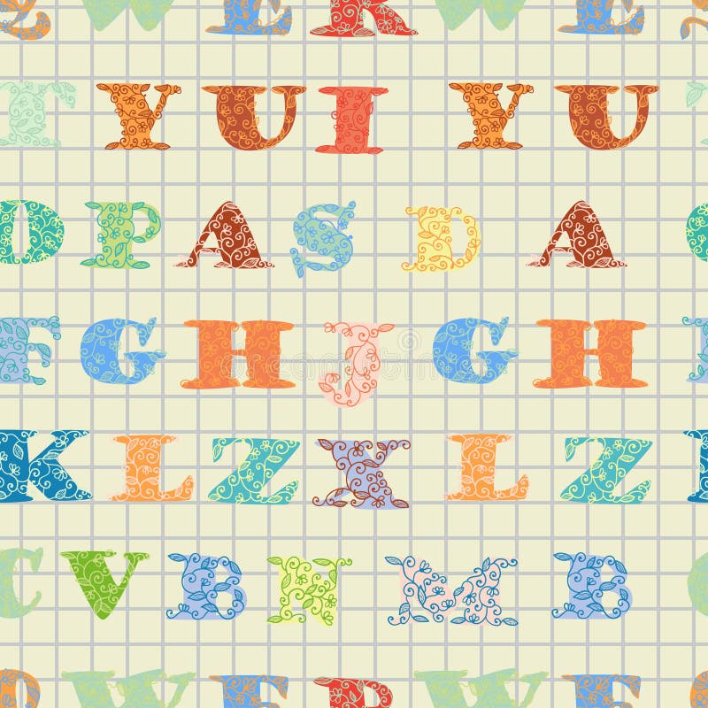 Colorful Pattern with English Floral Letters, Stock Vector ...