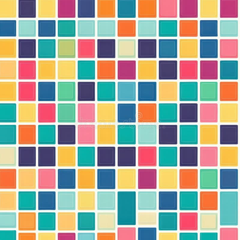 Pixel Art Inspired Seamless Pattern with Vibrant Squares and Rectangles ...