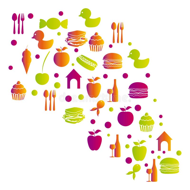 Colorful Pattern with Food Elements Icon Stock Illustration ...