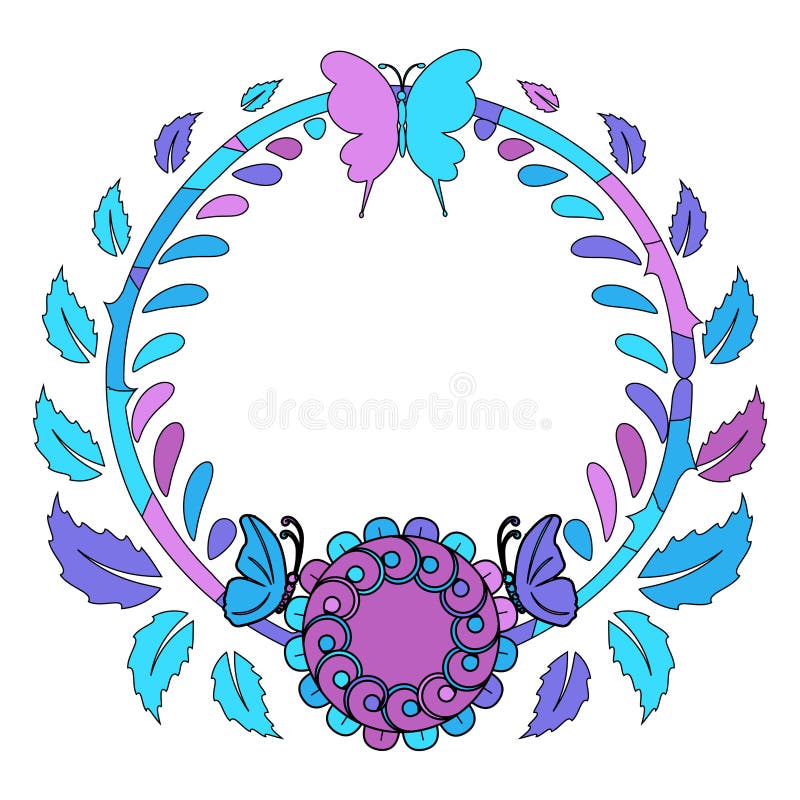 Colorful Pattern or Frame of Flowers in Pink, Purple and Blue Colors ...