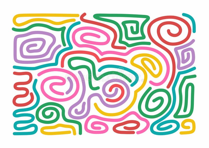 Colorful Pattern. Fun Colorful Line Doodle Shape Background. Stock ...