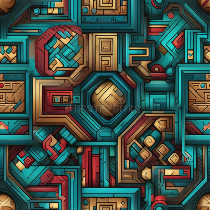 Colorful Pattern of Geometric Shapes Inspired by Mayan Art and ...