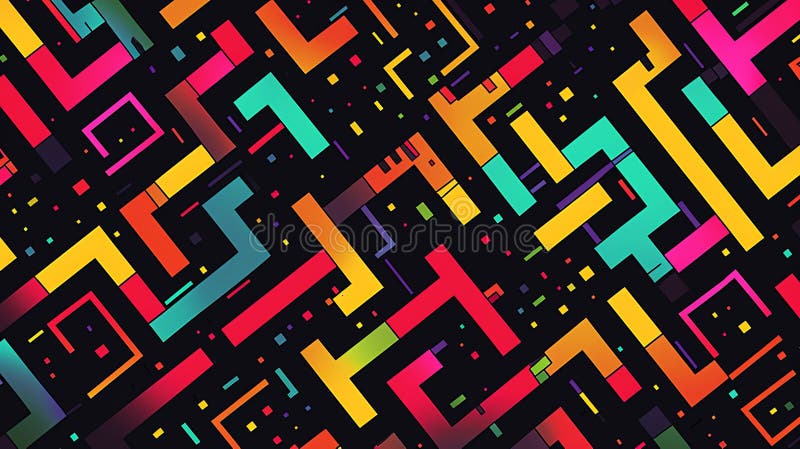 Colorful Pattern with Geometric Squares and Numbers, Perfect for ...