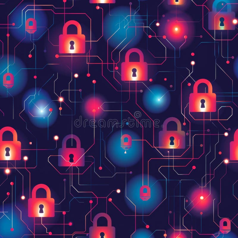 Colorful Pattern Highlighting Cyber Security. Stock Illustration ...
