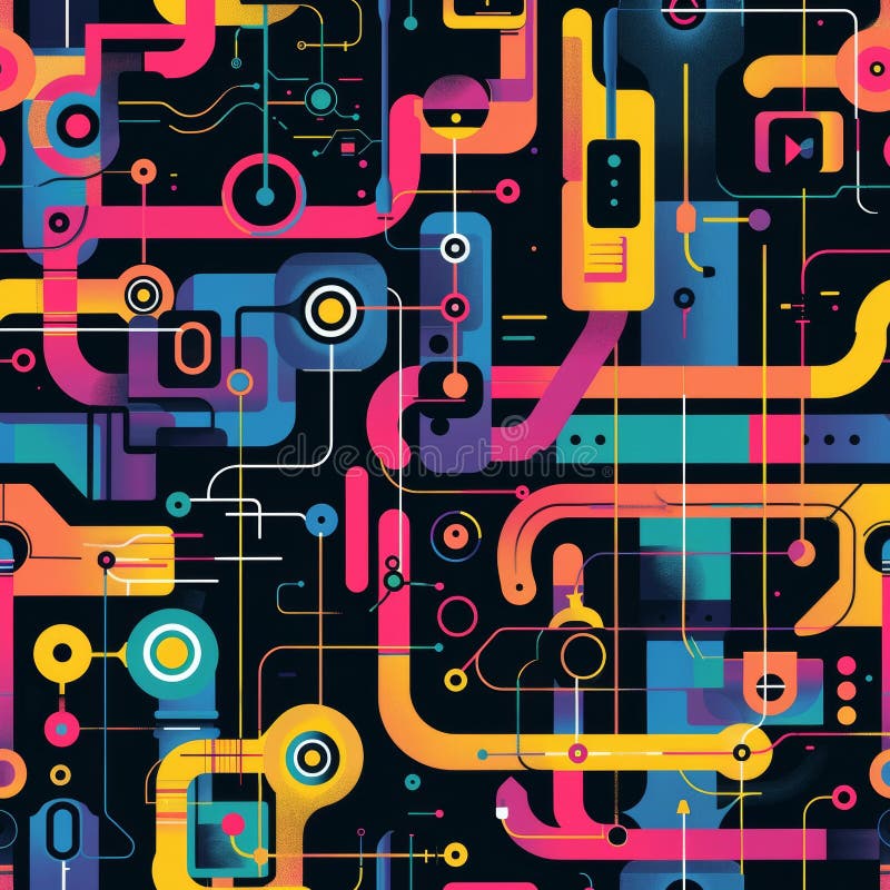 Colorful Pattern Highlighting Cyber Security. Stock Illustration ...