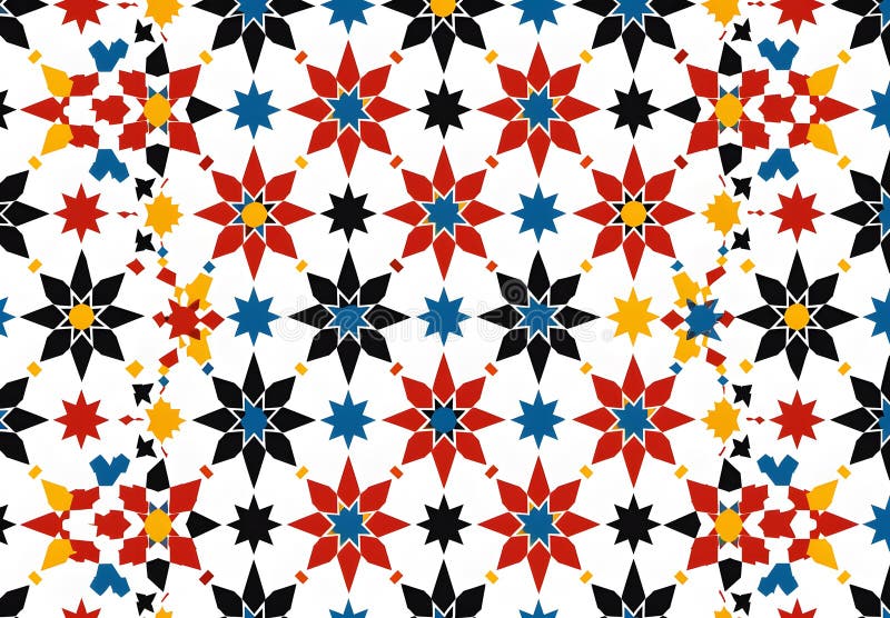 Colorful Islamic Geometric Pattern Stars Mosaic Stock Illustration ...