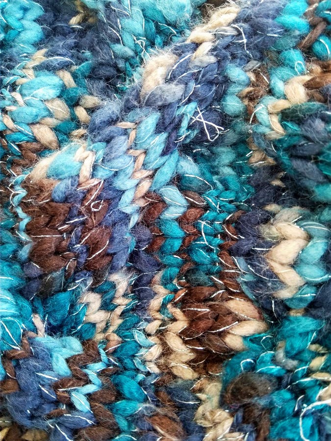 Texture Pattern Knitted with Colored Threads Close-up Stock Photo ...