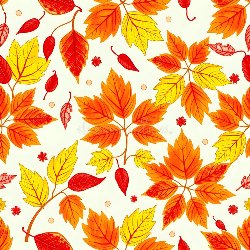 A Colorful Pattern of Leaves with Different Shapes and Sizes in a ...