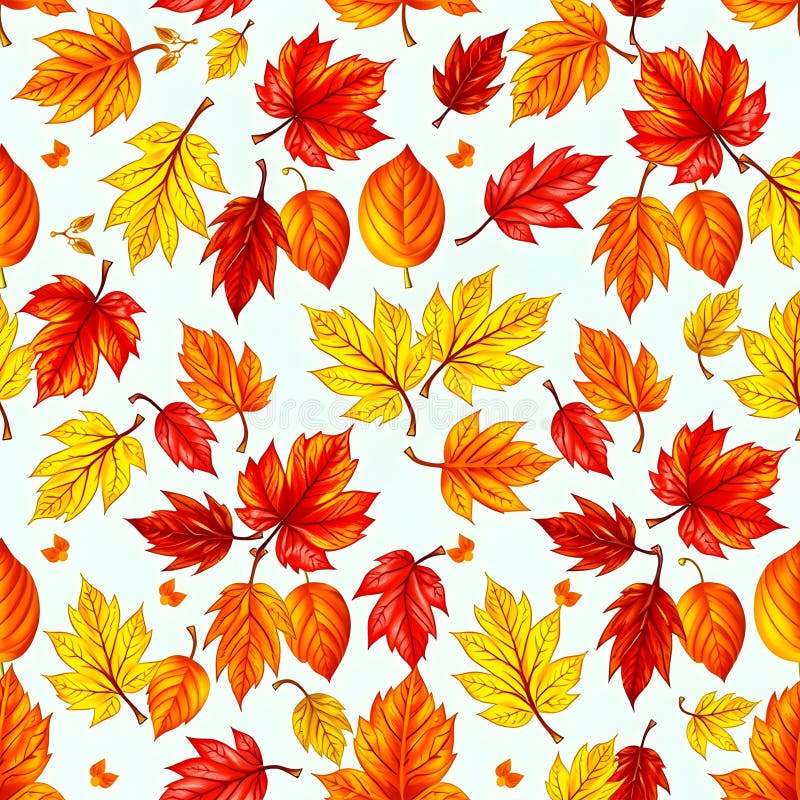 A Colorful Pattern of Leaves with Different Shapes and Sizes in a ...