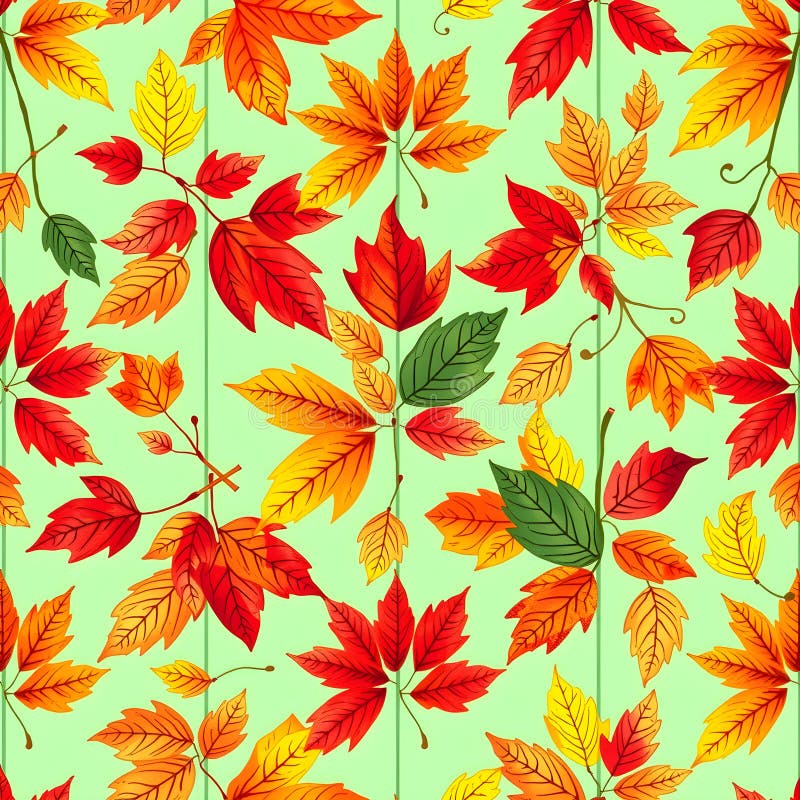 A Colorful Pattern of Leaves with Different Shapes and Sizes in a ...