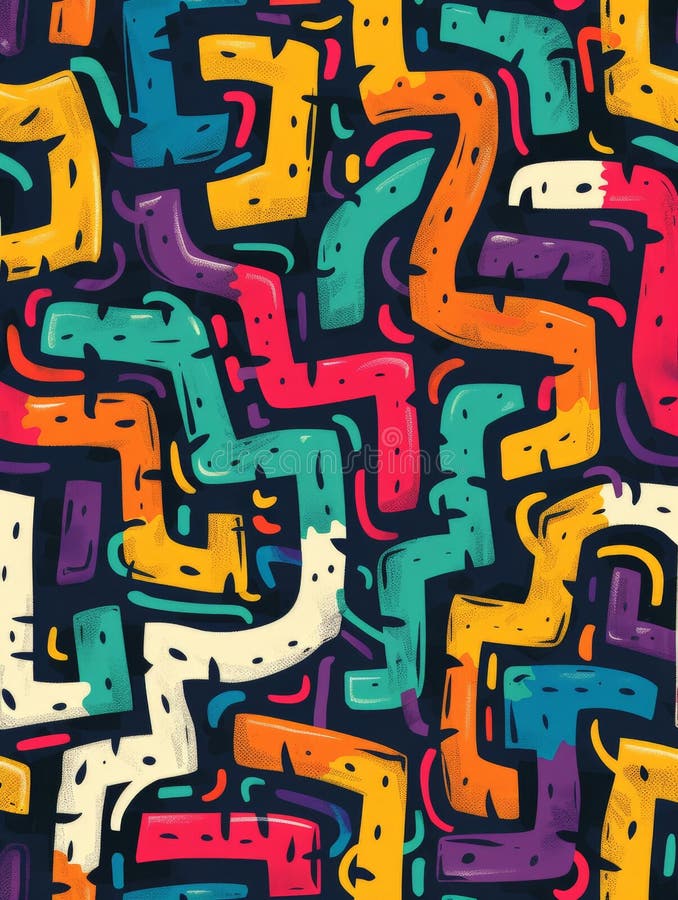 Colorful Pattern with Letters and Numbers Stock Illustration ...