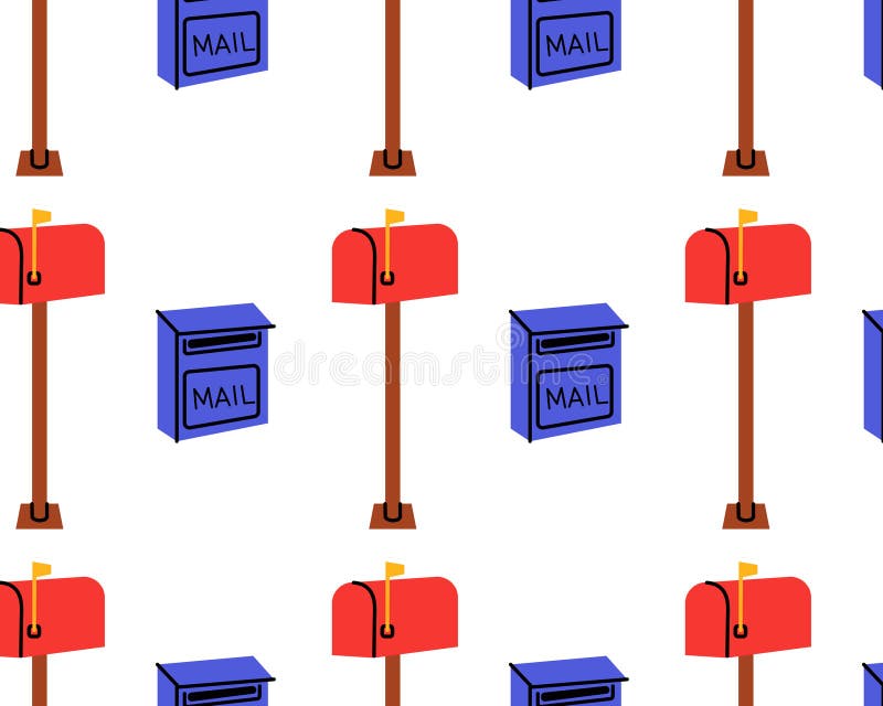 Colorful Pattern of Mailboxes in Various Designs and Colors on a Bright ...